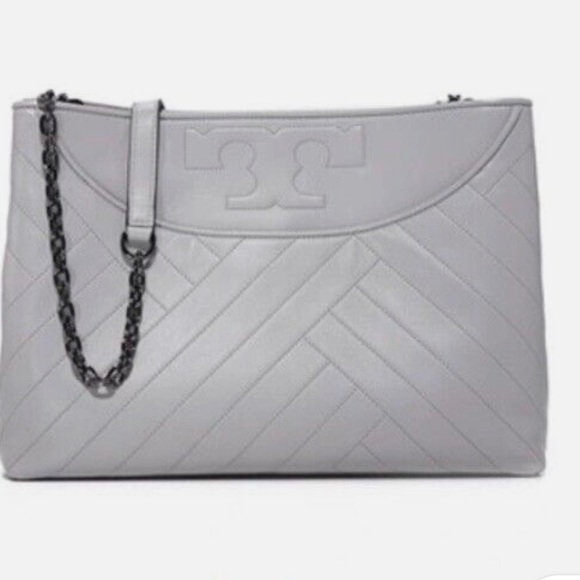 Tory Burch | Bags | Tory Burch Alexa Quilted Slouchy Leather Tote Logo ...